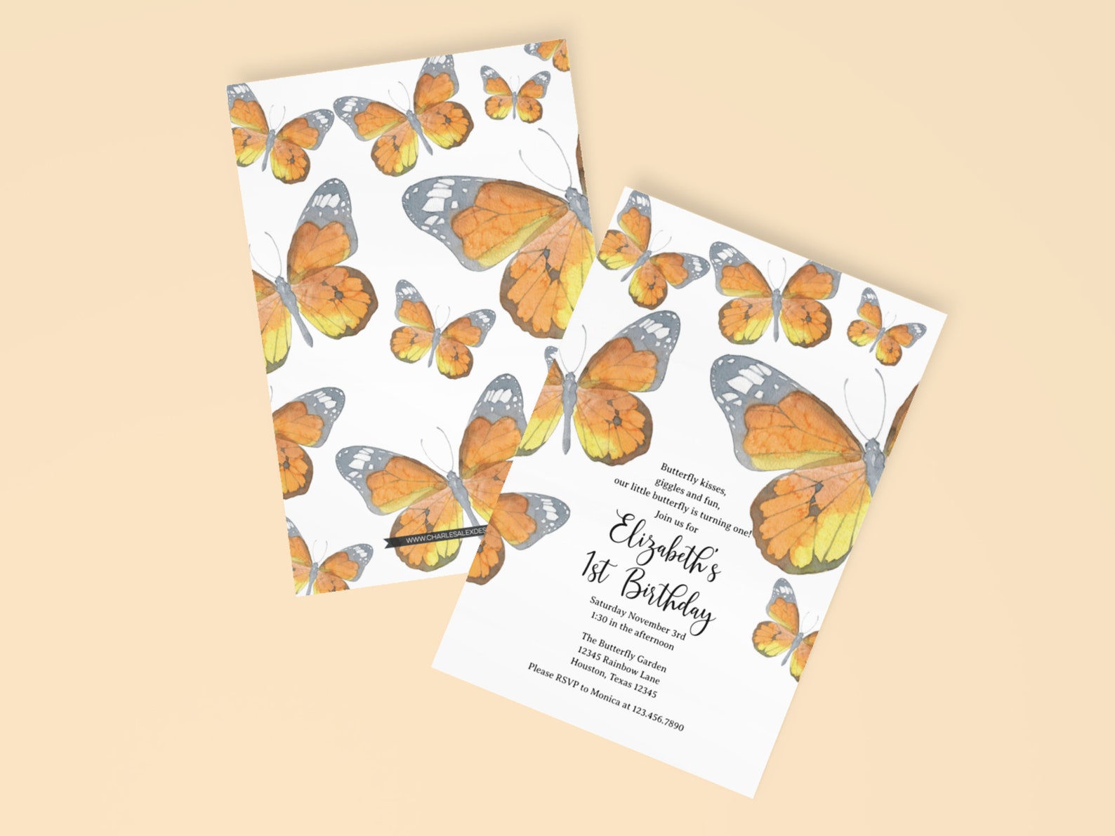 Monarch Butterfly Invitation Butterfly Invitation - Etsy