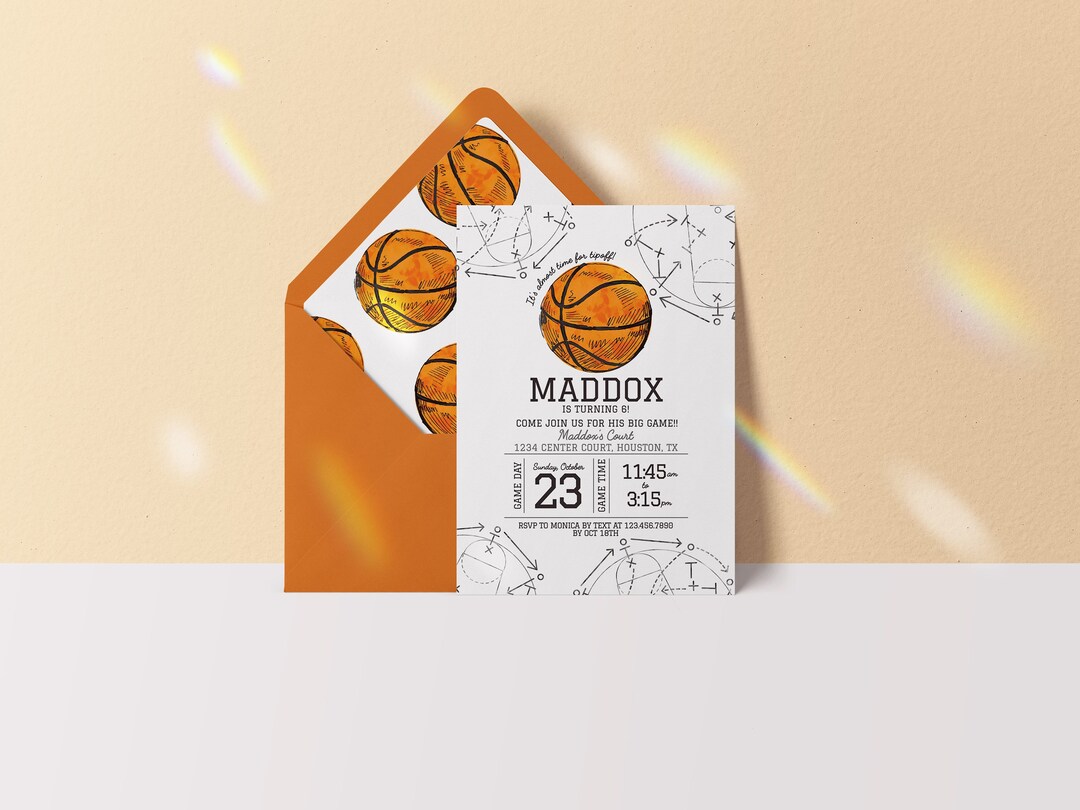 Editable Basketball Invitation, Basketball Birthday Invitation ...