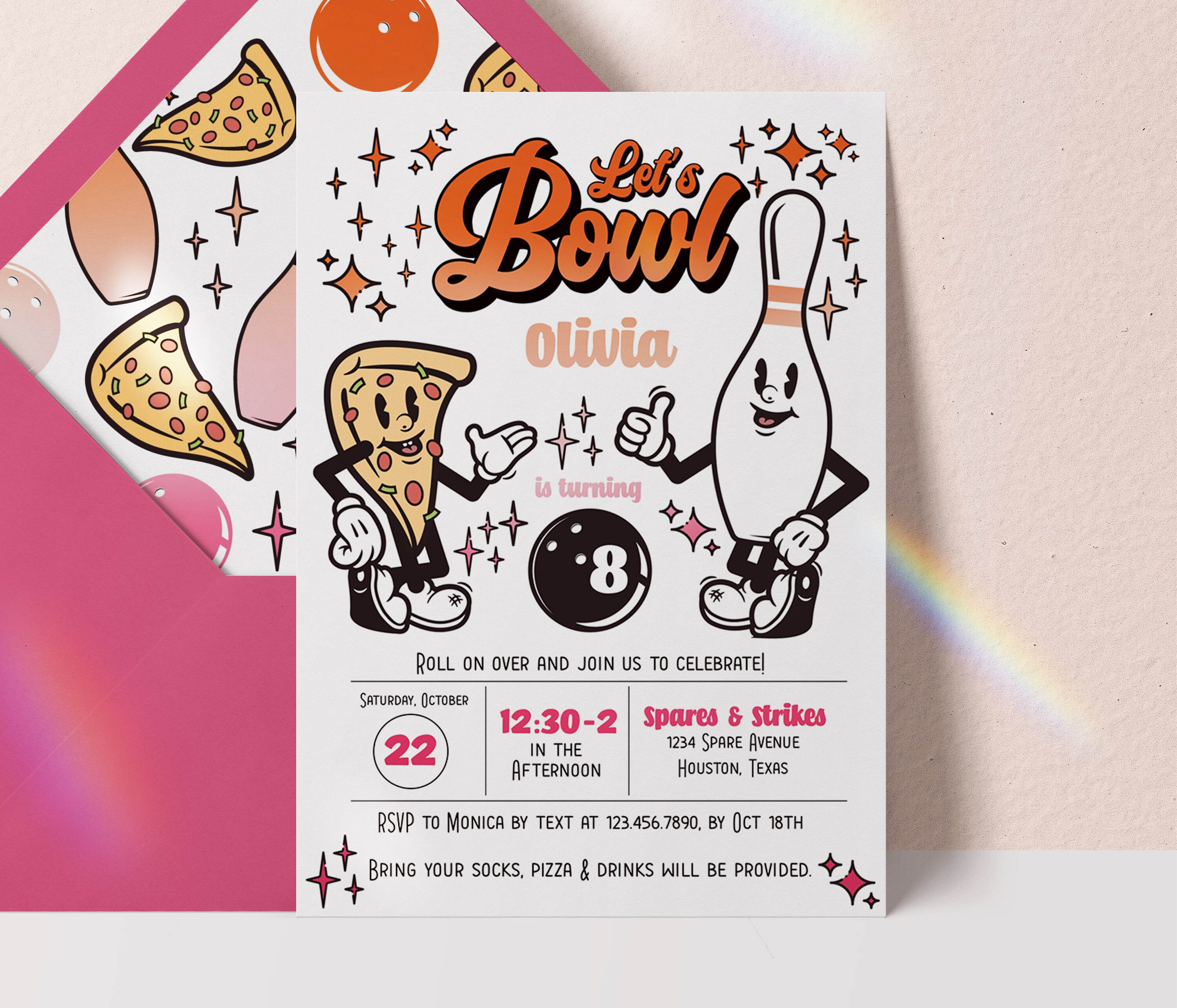 Bowling Party Invitation, Bowling Birthday Invitation, Bowling Birthday ...