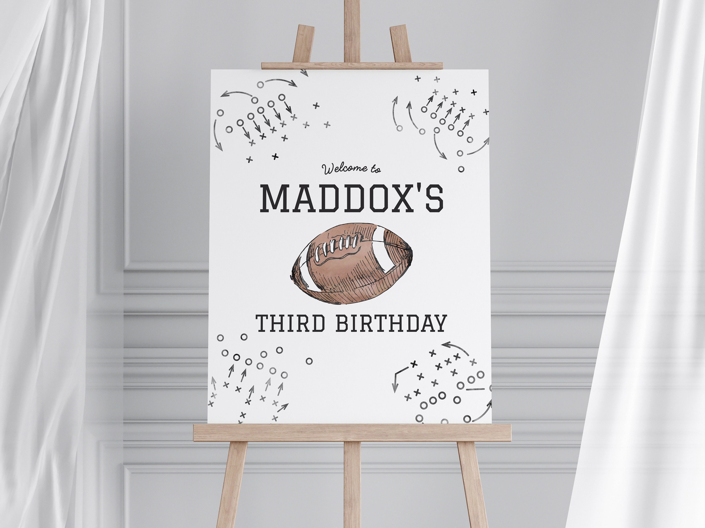 Editable Football Welcome Sign, Football Birthday Sign, Football ...
