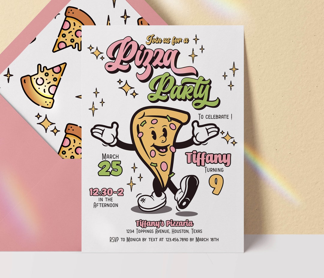 Pizza Party Invitation Digital Template Birthday Design Editable Pizza ...