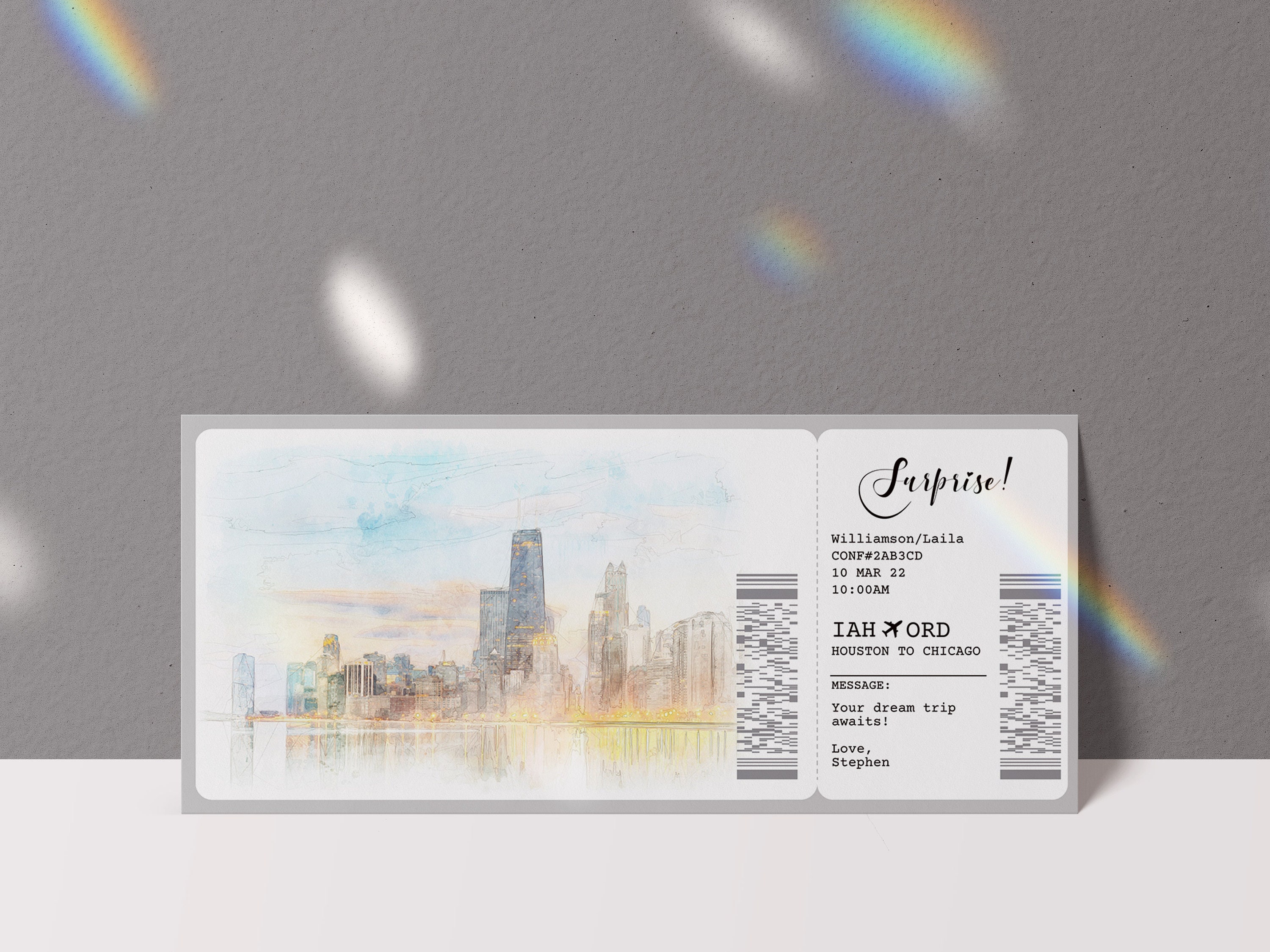 Editable Boarding Pass Template, Surprise Ticket to Chicago, Plane ...