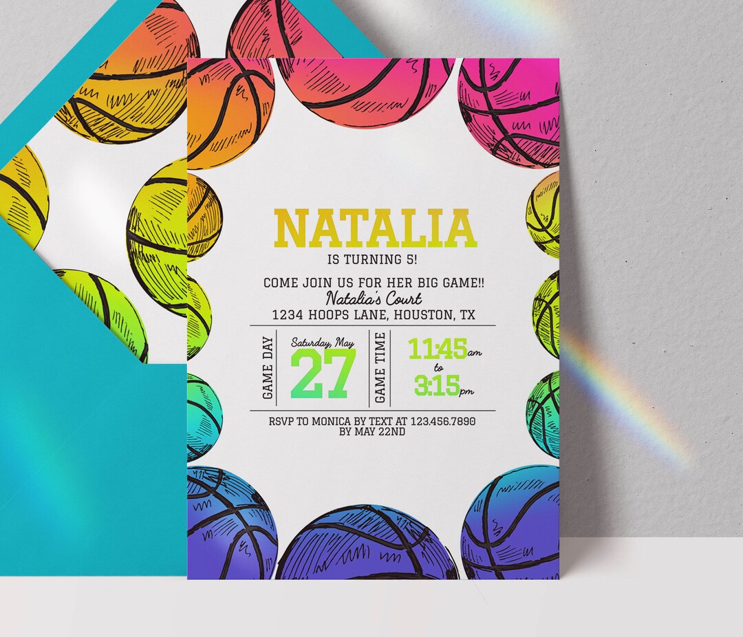 Editable Basketball Invitation, Girl Basketball Birthday Invitation ...