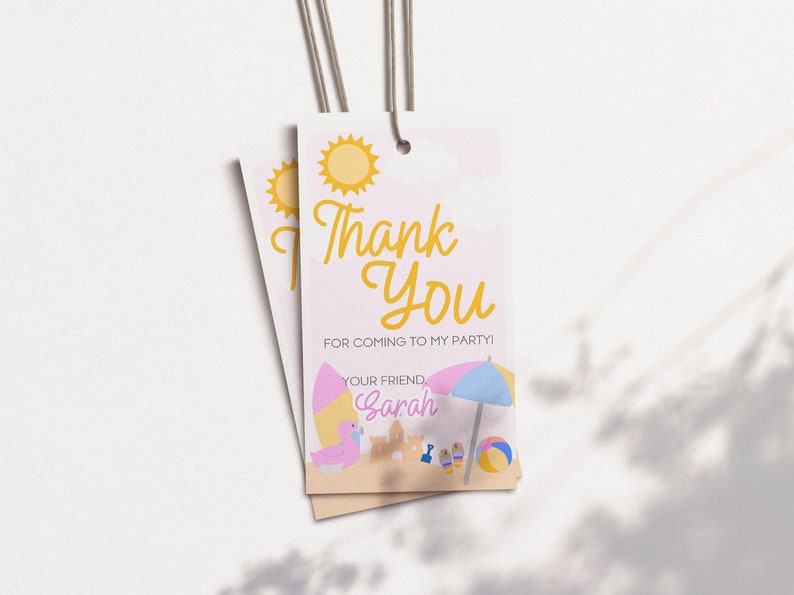 Editable Beach Party Favor Tag Pool Party Birthday Tag Surf Birthday ...