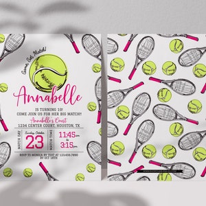 Editable Tennis Invitation, Tennis Birthday Party Invitation, Tennis ...