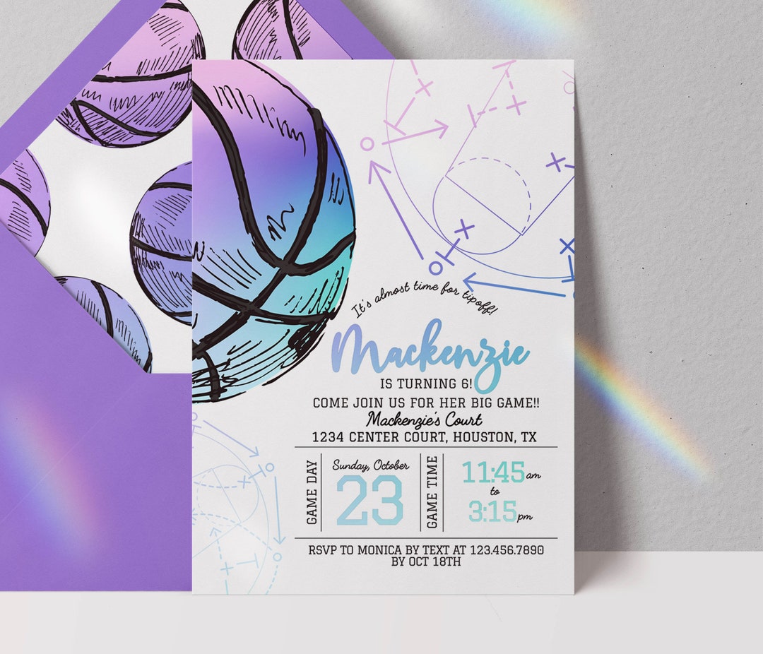 Editable Basketball Invitation Girl Basketball Birthday Invitation ...