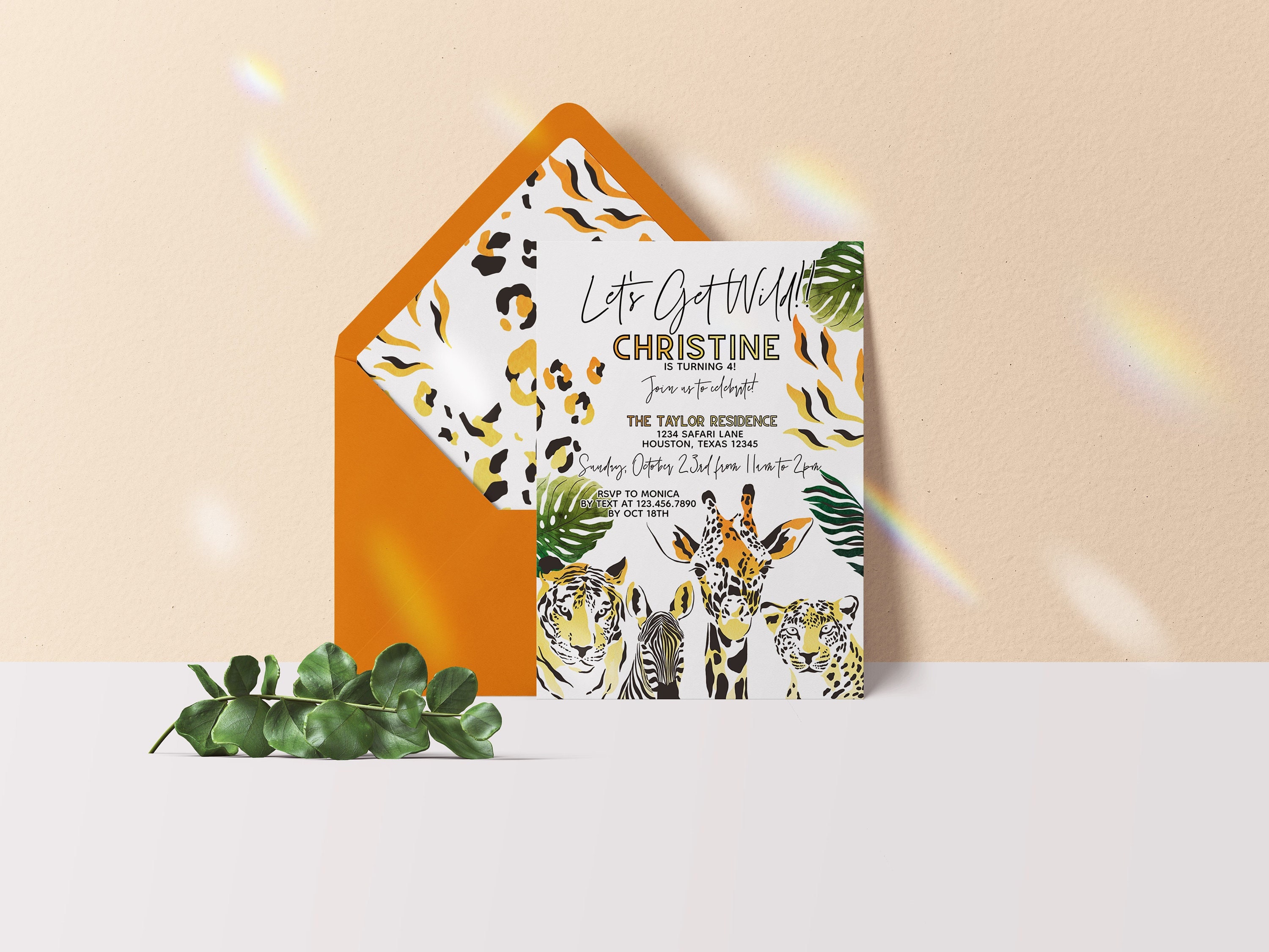 Editable Let's Get Wild Birthday Invitation, Tiger Theme Birthday ...