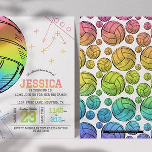 Editable Volleyball Invitation Girl Volleyball Birthday Invitation ...
