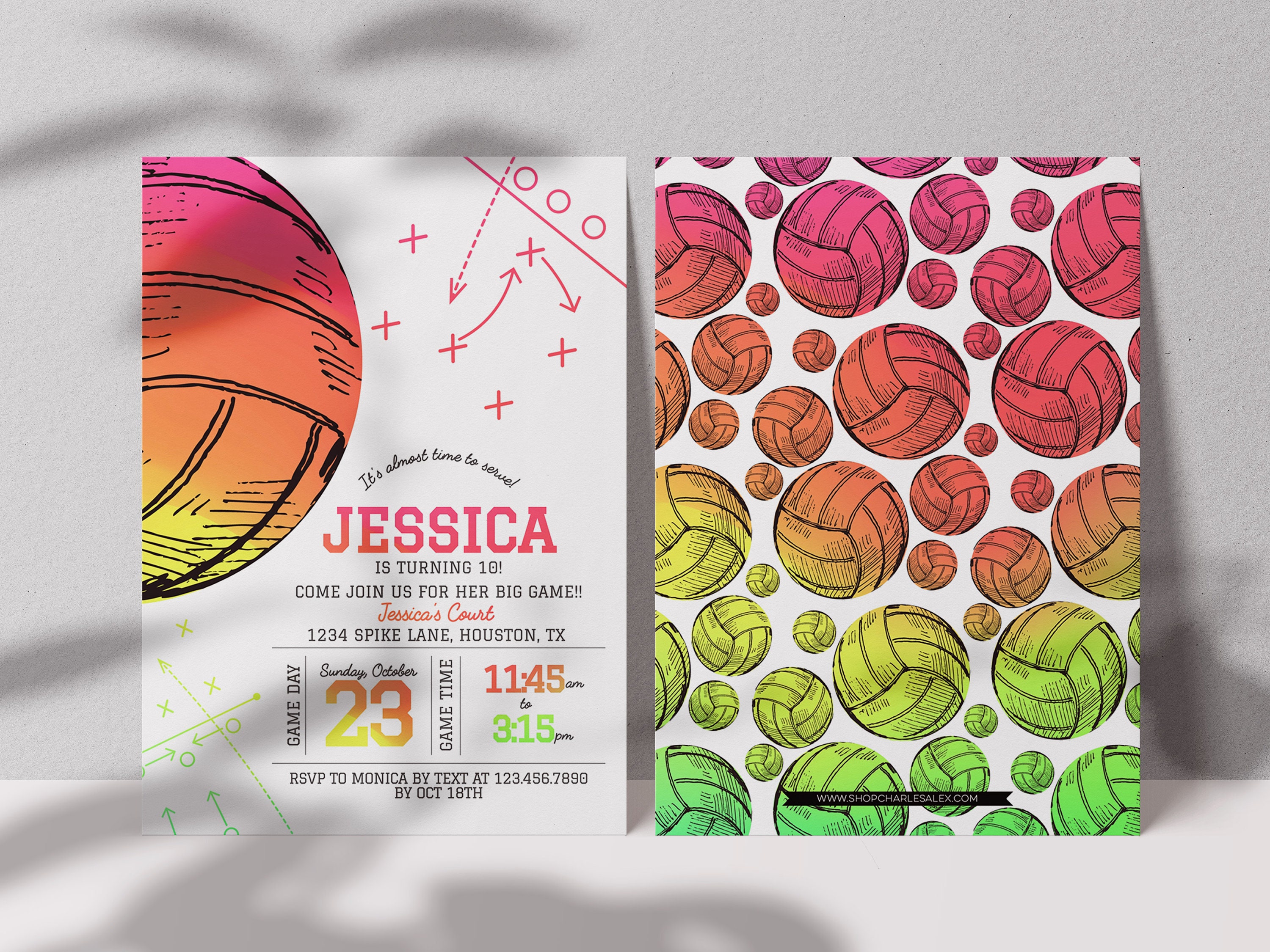 Editable Volleyball Invitation, Girl Volleyball Birthday Invitation ...