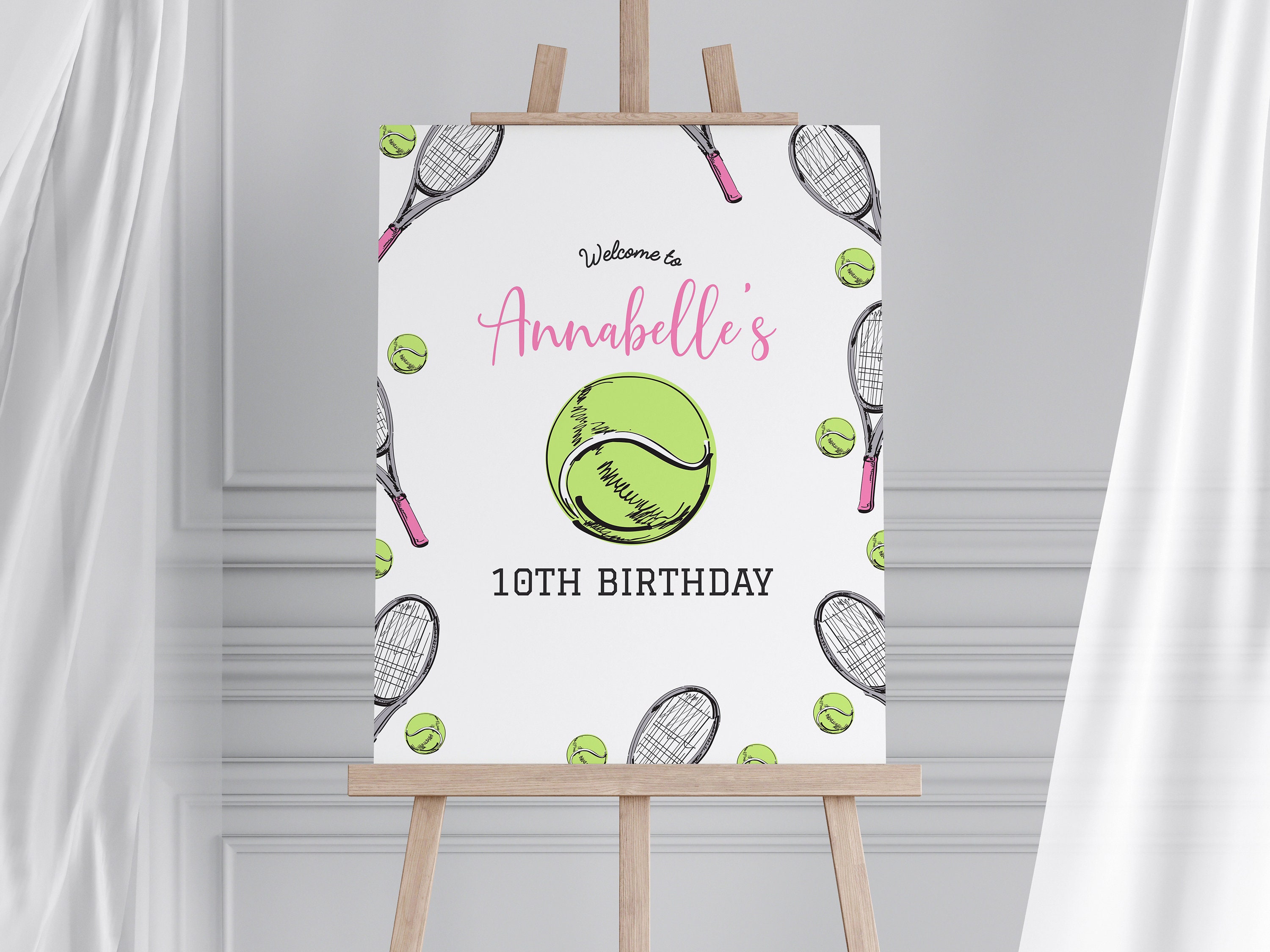 Editable Tennis Welcome Sign, Tennis Birthday Sign, Tennis Birthday ...