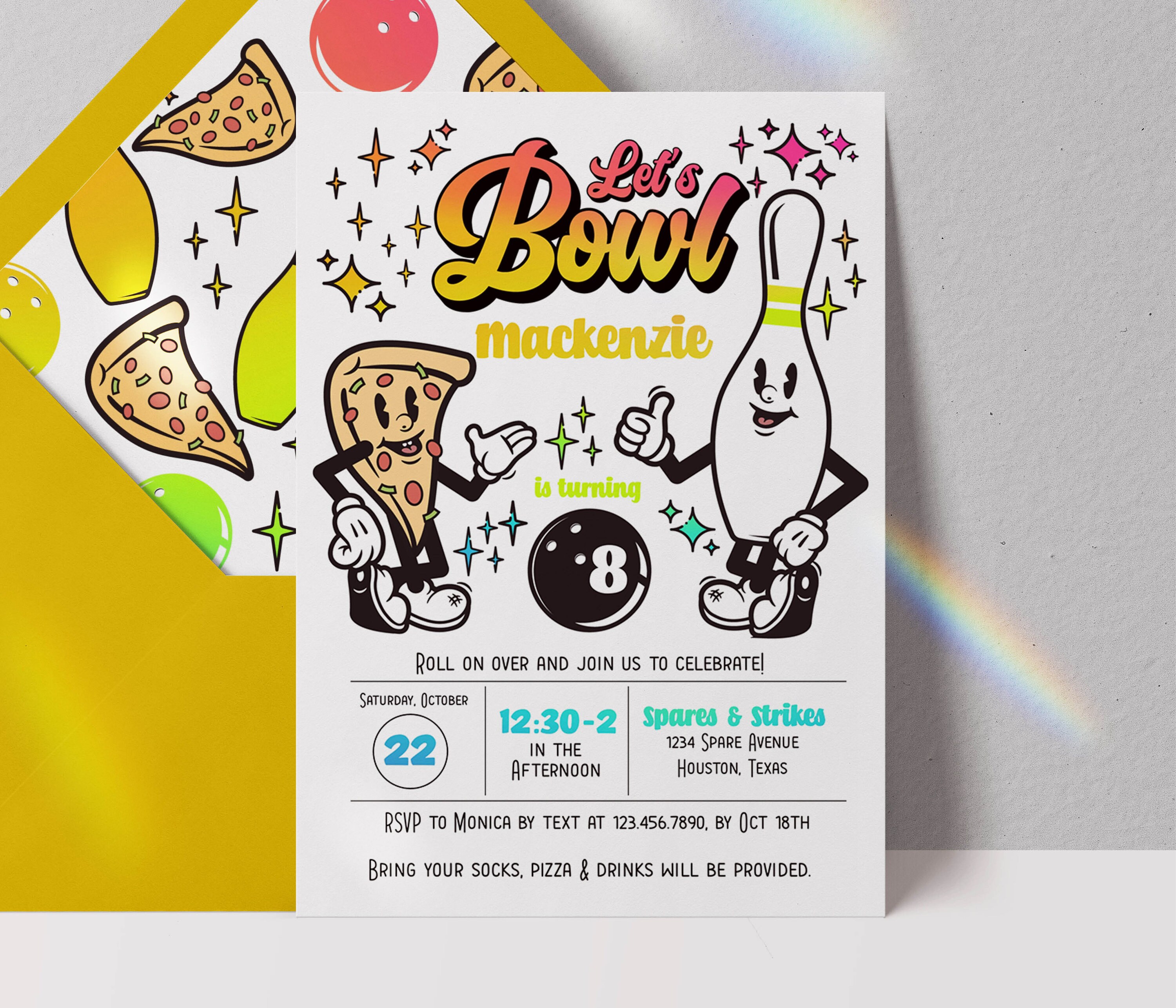 Editable Bowling Party Invitation Bowling Birthday - Etsy
