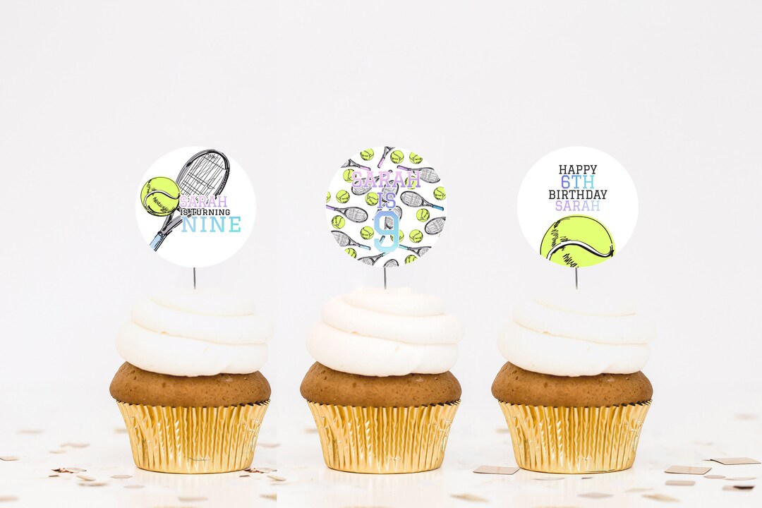 Editable Tennis Cupcake Toppers, Tennis Birthday Toppers, Tennis ...