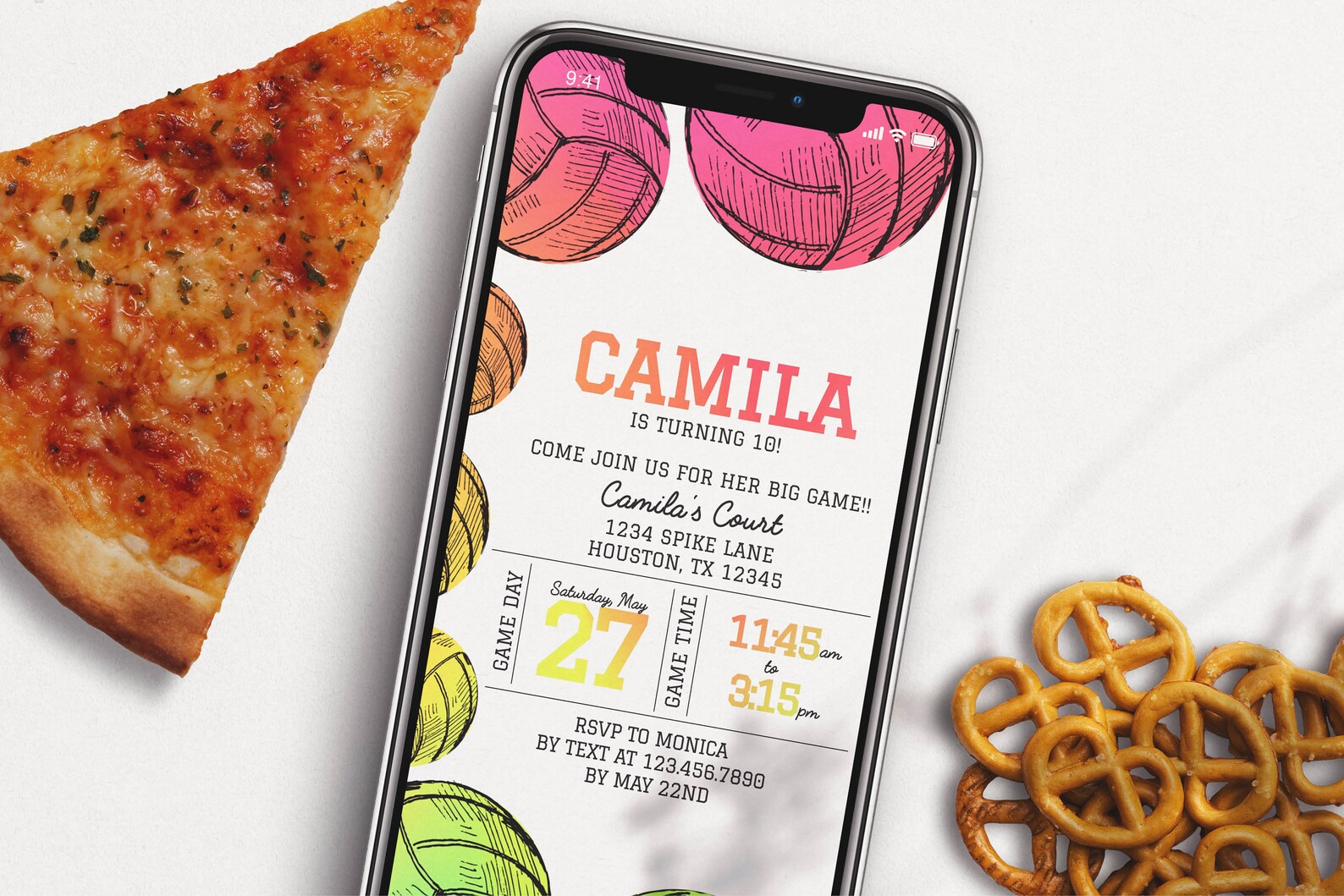 Textable Volleyball Birthday Invitation, Volleyball Theme Birthday ...