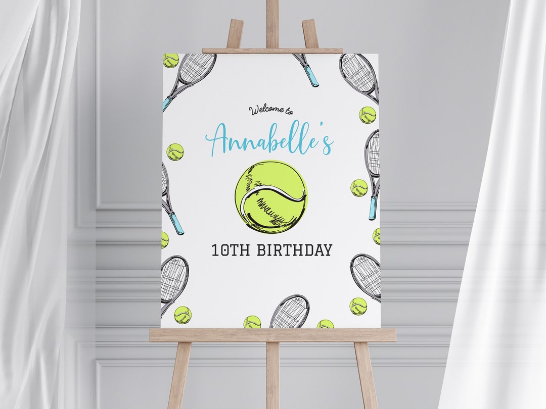Editable Tennis Welcome Sign, Tennis Birthday Sign, Tennis Birthday ...