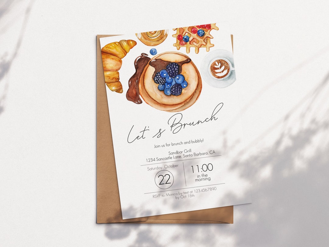 Printable Brunch Invitation, Brunch and Bubbly Invitation, Editable ...