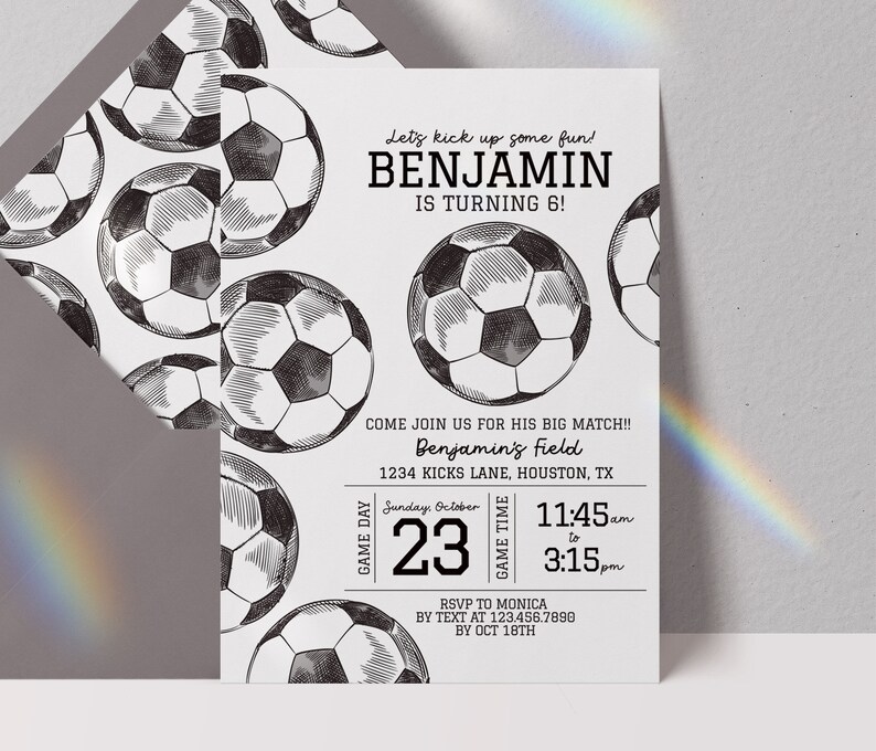 Editable Soccer Invitation for Boy, Soccer Birthday Invitation, Soccer ...