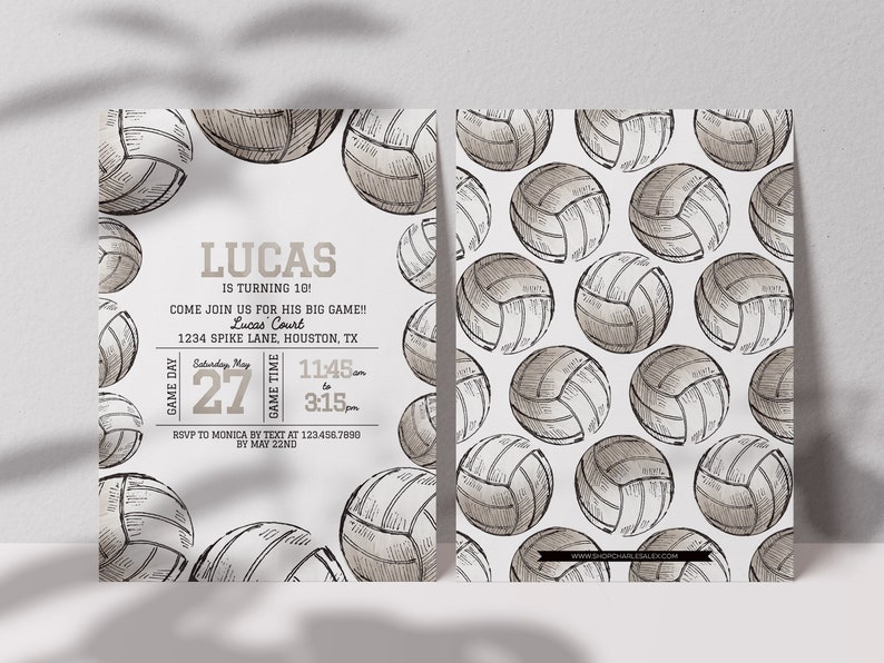 Editable Volleyball Invitation, Girl Volleyball Birthday Invitation ...