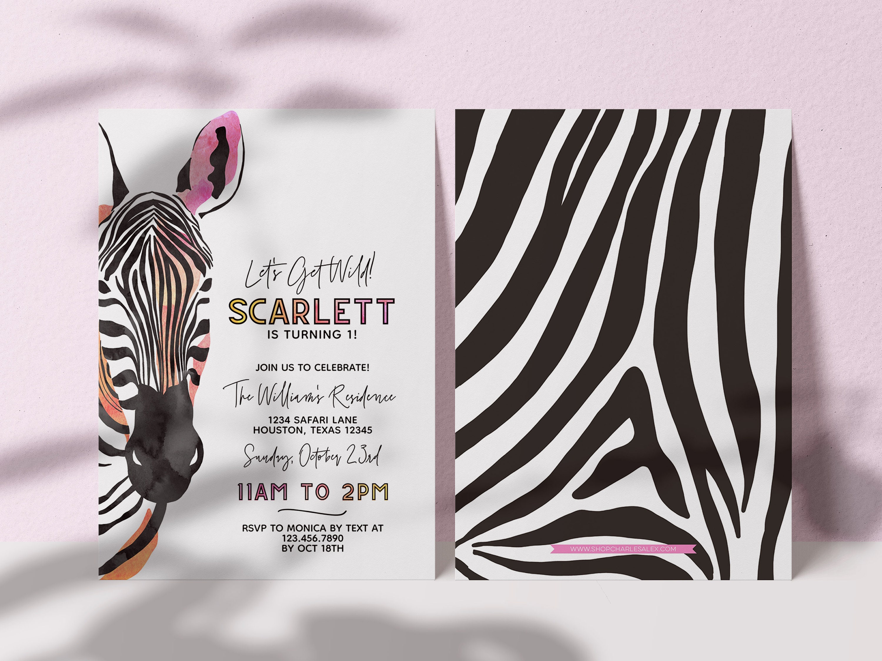 Editable Zebra Birthday Invitation, Safari Animals Birthday Invitation ...