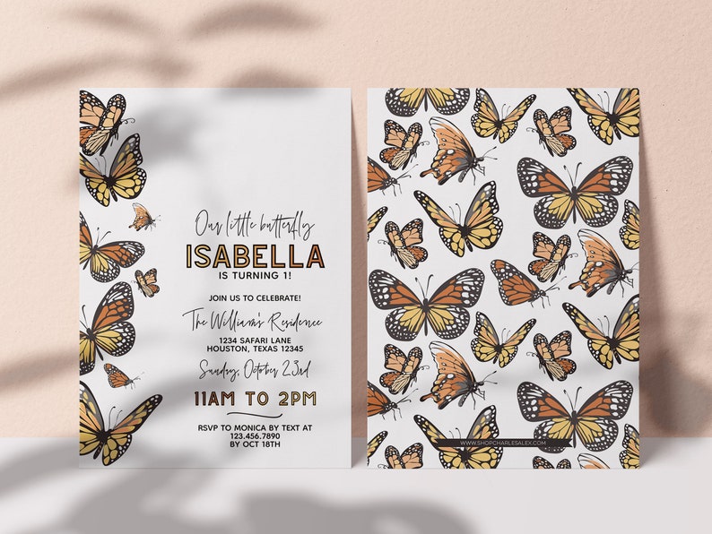 Editable Monarch Butterfly Birthday Welcome Sign Butterfly - Etsy