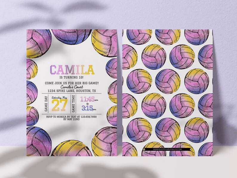 Editable Volleyball Invitation Girl Volleyball Birthday - Etsy