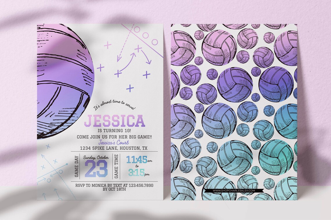 Editable Volleyball Invitation Girl Volleyball Birthday - Etsy