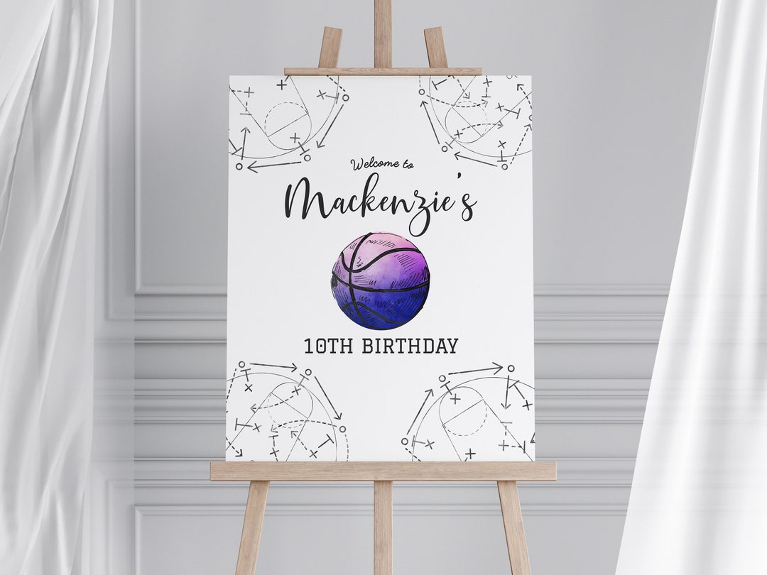 Editable Basketball Welcome Sign, Basketball Birthday Sign, Basketball ...