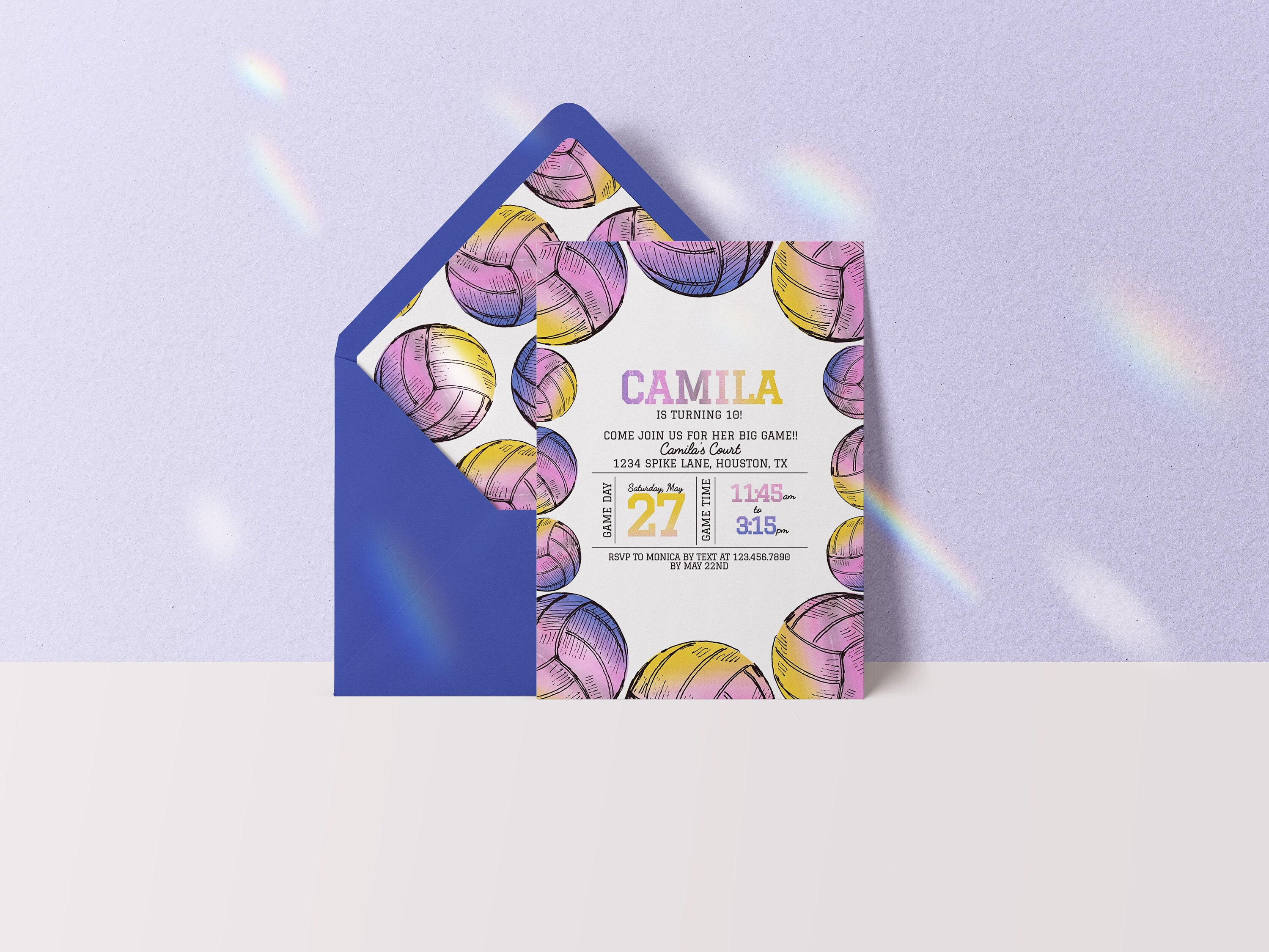 Editable Volleyball Invitation, Girl Volleyball Birthday Invitation ...
