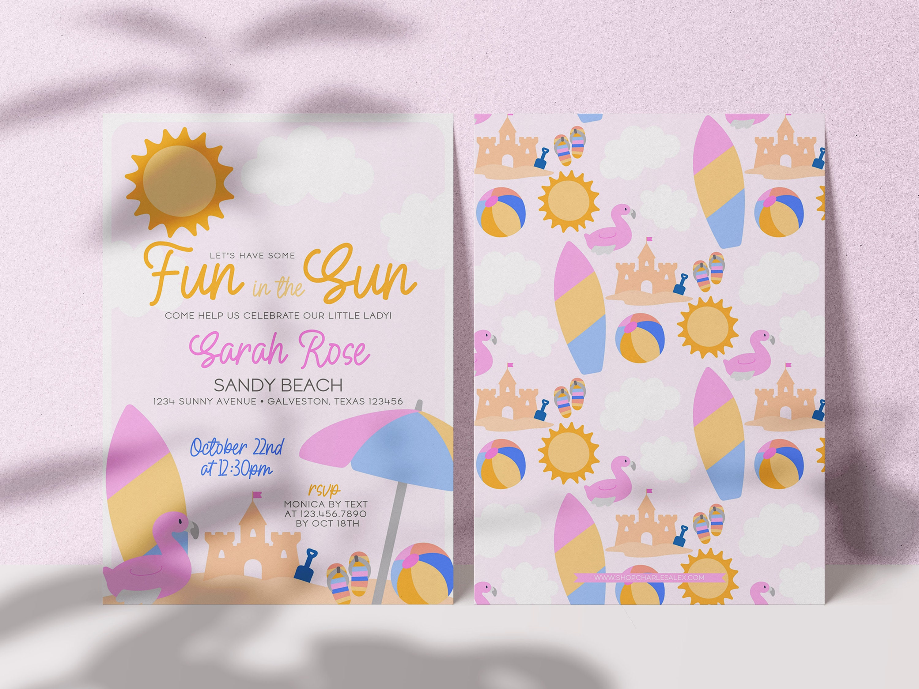 Editable Beach Birthday Party Invitation, Fun in the Sun Invitation 1st ...