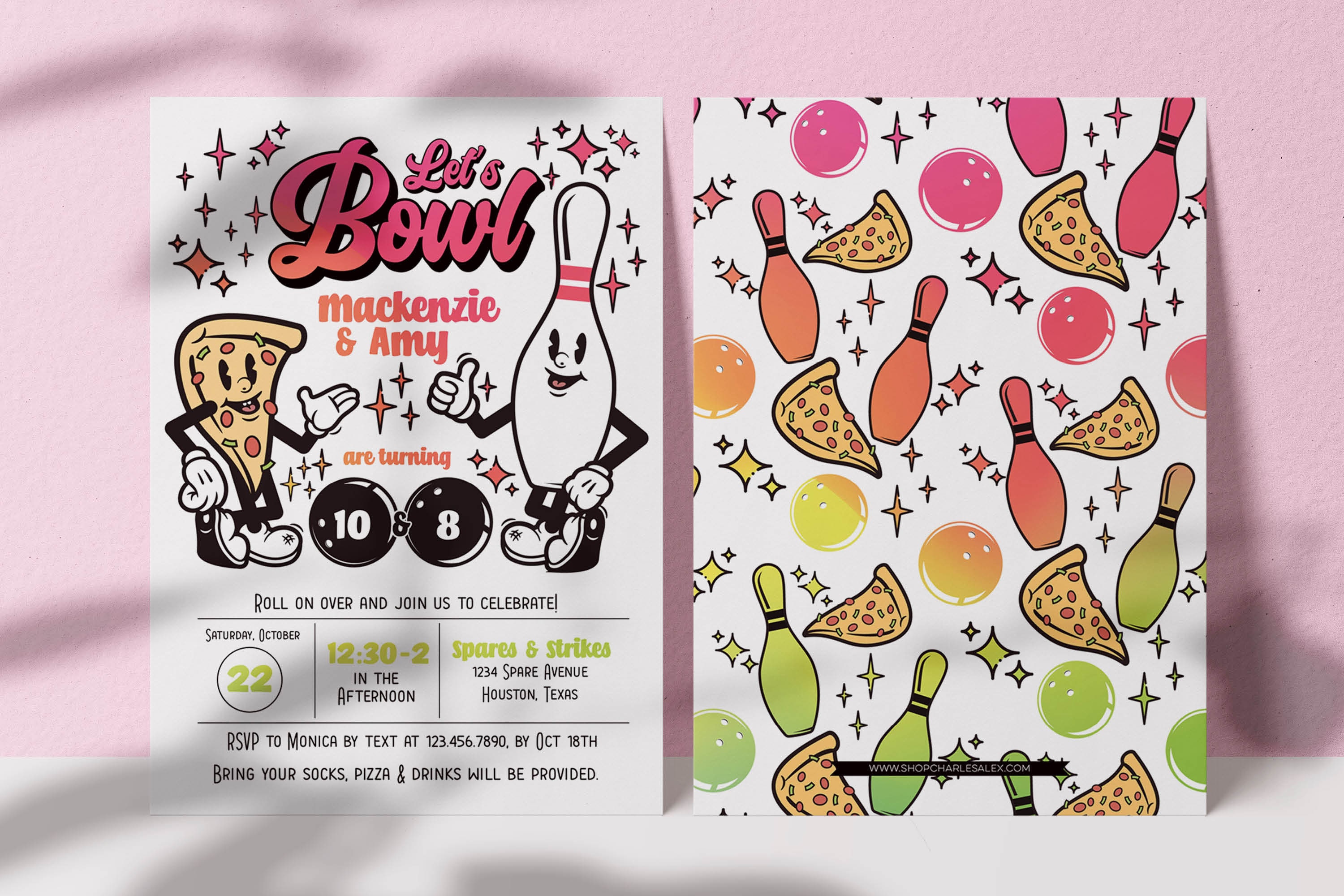 Editable Bowling Party Invitation Joint Bowling Birthday - Etsy