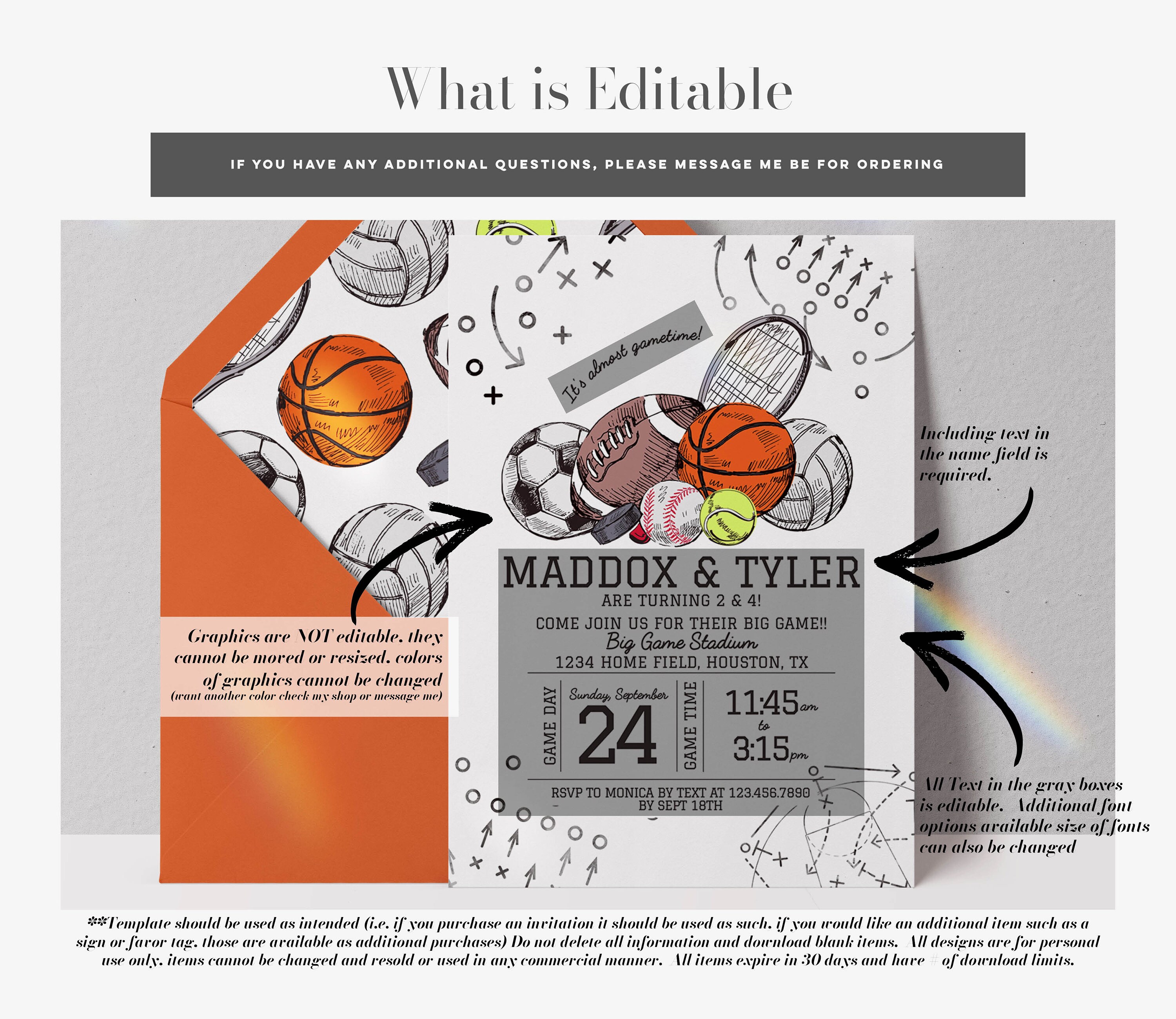 Editable Siblings Sports Invitation All Star Birthday - Etsy