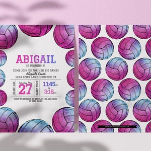Editable Volleyball Invitation, Girl Volleyball Birthday Invitation ...