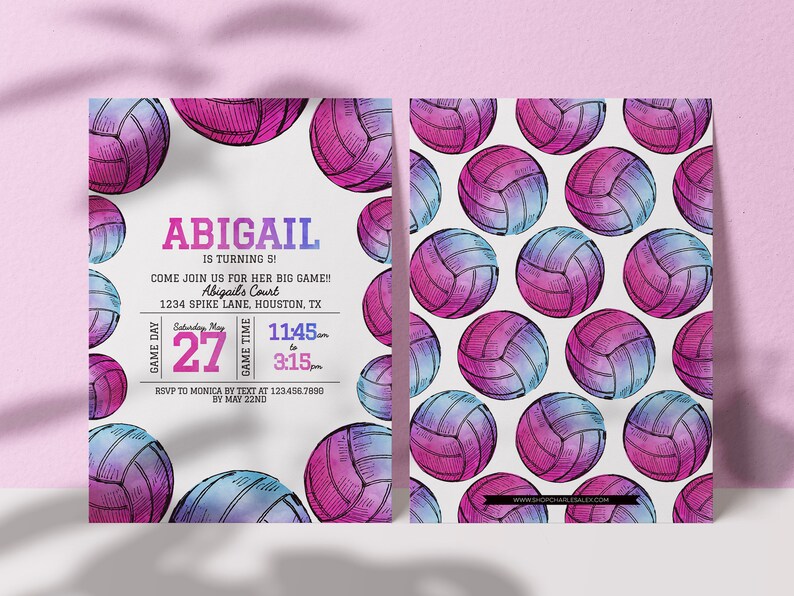Editable Volleyball Invitation, Girl Volleyball Birthday Invitation ...