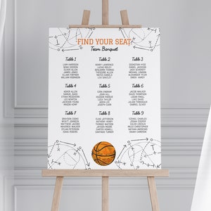 Editable Basketball Seating Chart Sign Basketball Banquet Seating Chart ...