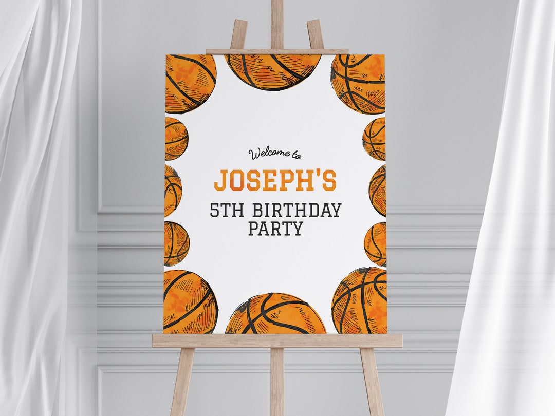 Editable Basketball Welcome Sign, Basketball Birthday Sign, Basketball ...