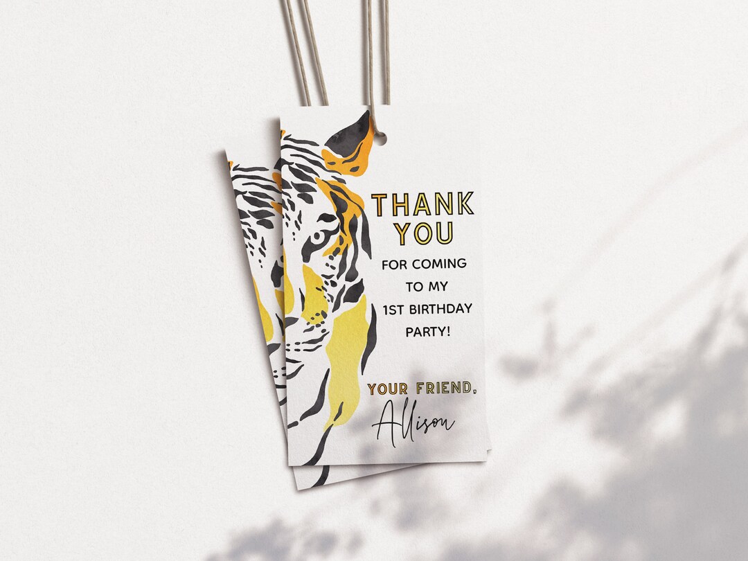 Editable Tiger Party Favor Tag Tiger Birthday Tag Tiger Birthday Thank ...