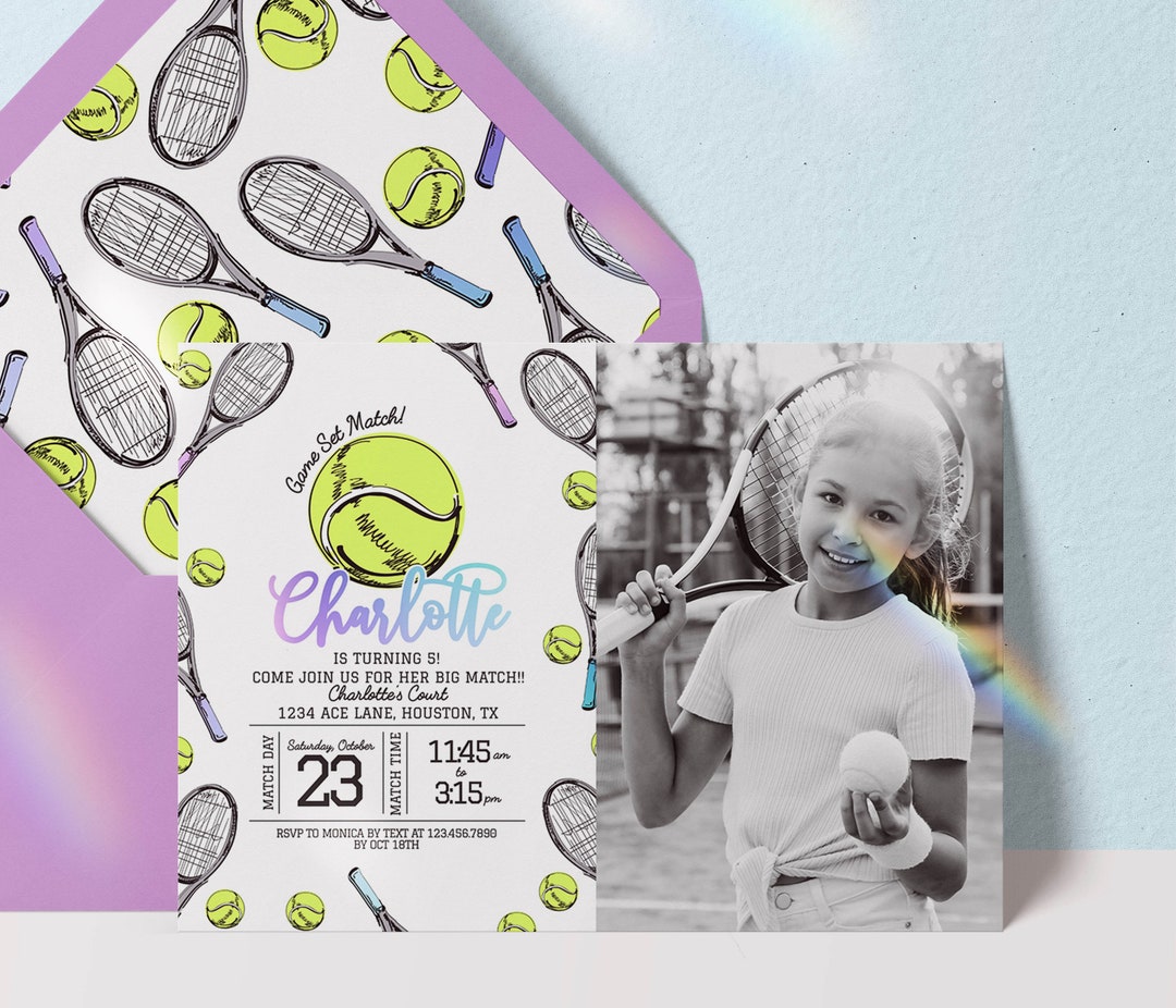 Editable Tennis Invitation With Photo, Tennis Birthday Invitation ...