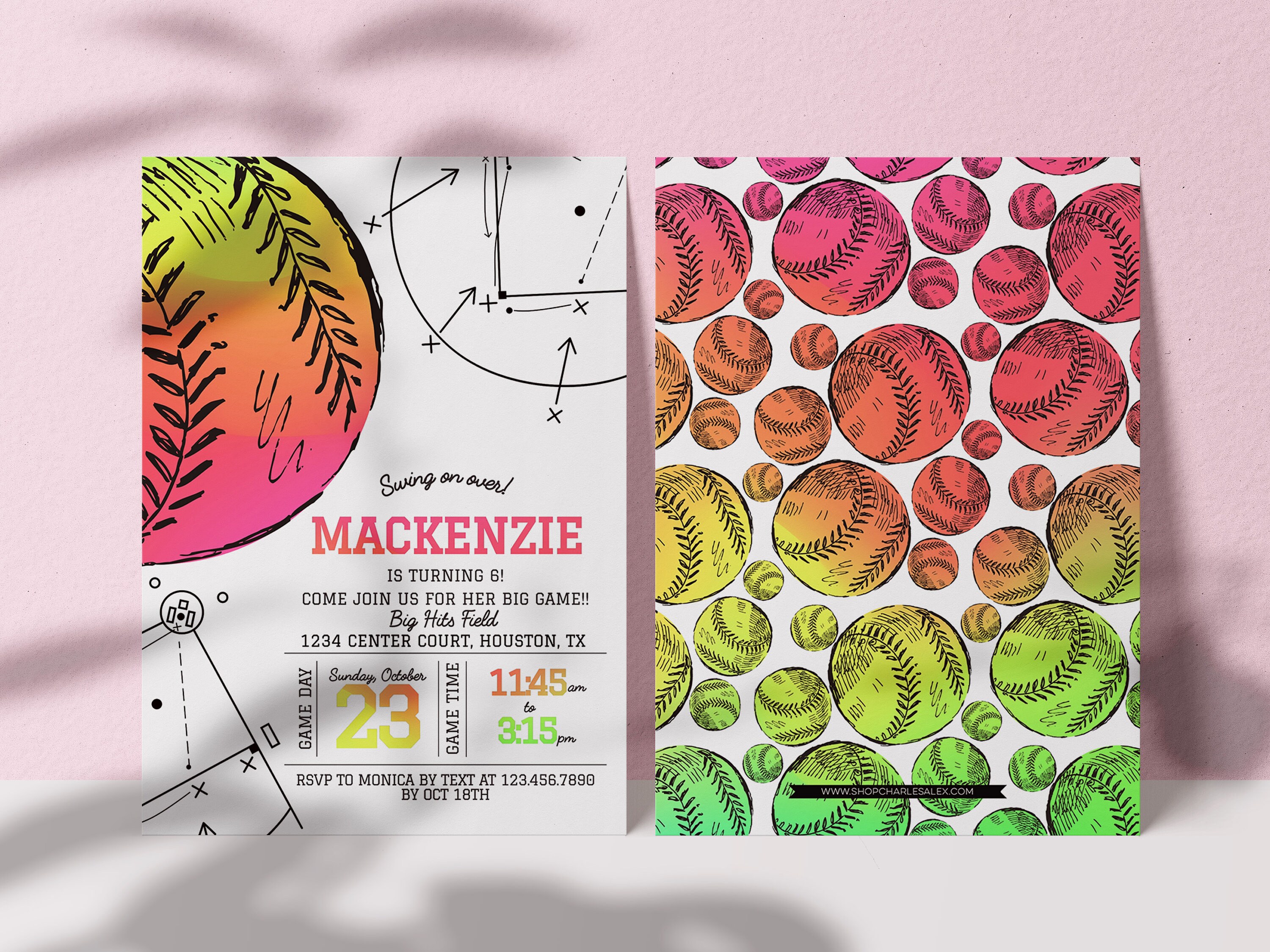 Editable Softball Invitation, Softball Birthday Party Invitation, Fast ...