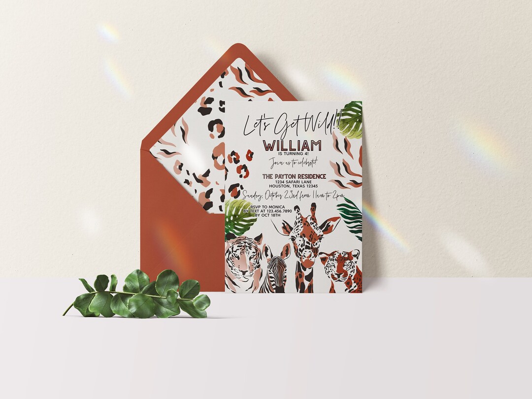 Editable Let's Get Wild Birthday Invitation, Tiger Theme Birthday ...