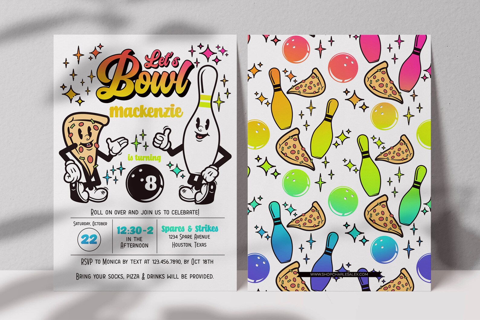 Editable Bowling Party Invitation Bowling Birthday - Etsy