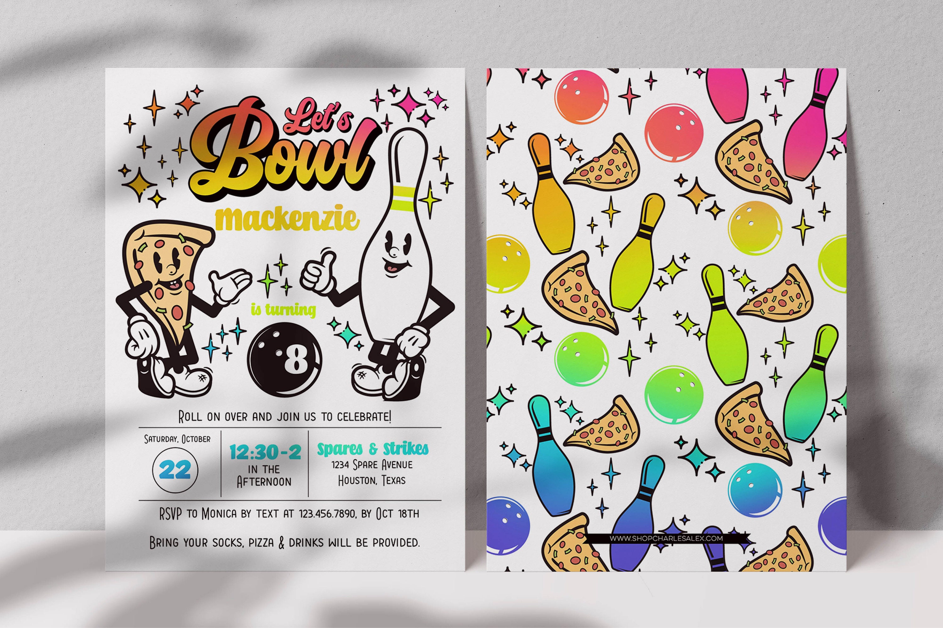 Editable Bowling Party Invitation Bowling Birthday - Etsy