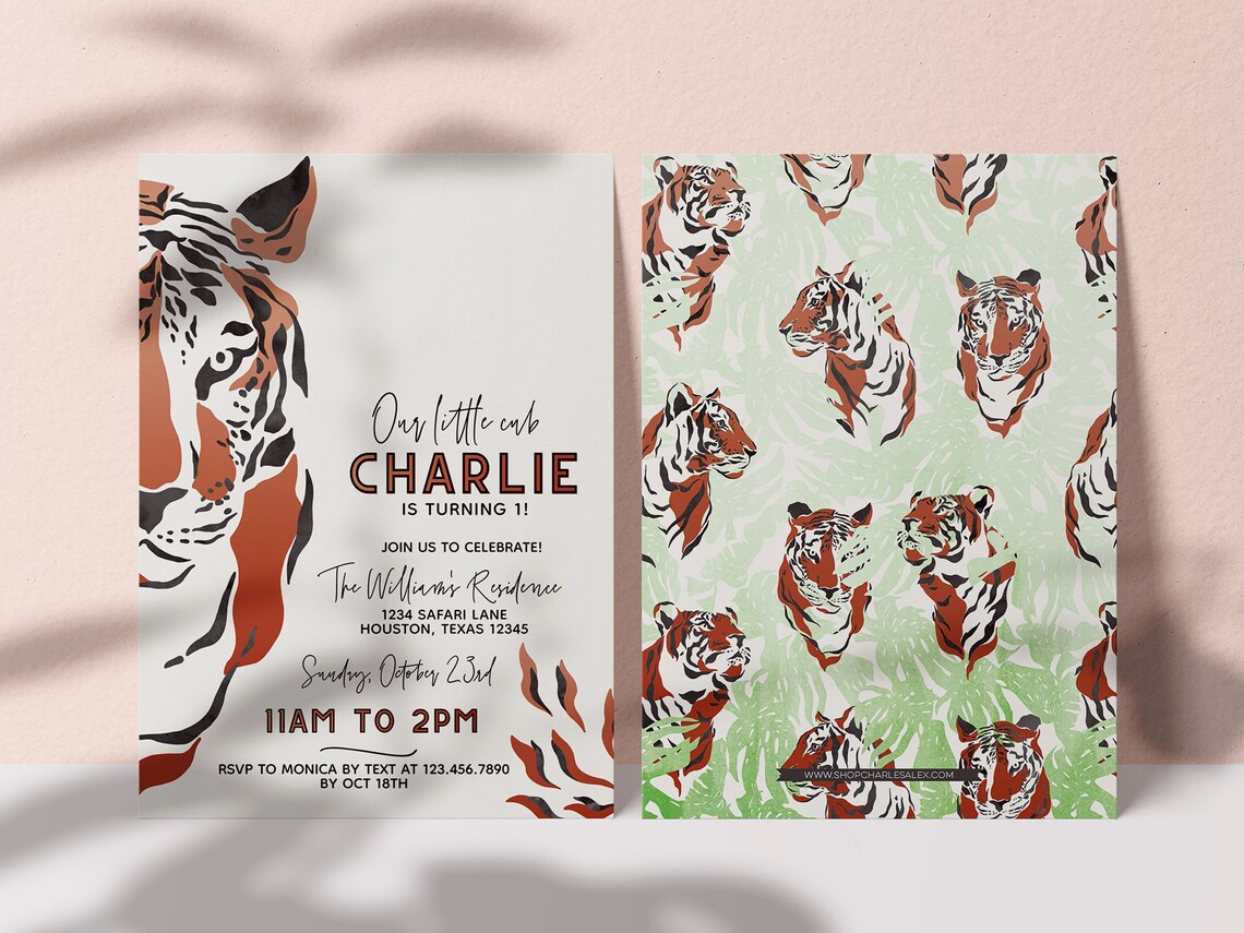 Little Tiger Birthday Invitation Tiger Theme Birthday - Etsy