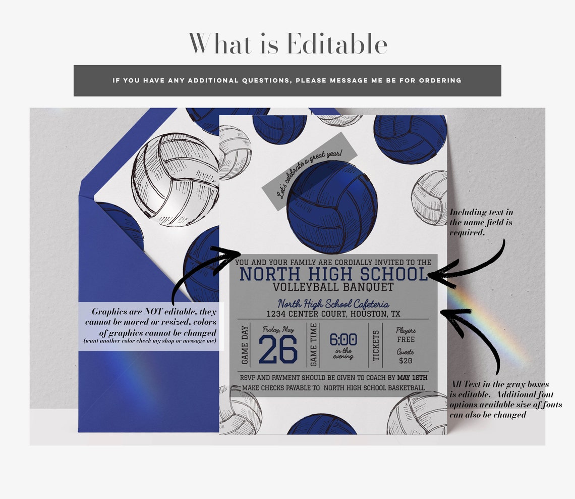 Editable Volleyball Banquet Invitation Volleyball Banquet - Etsy