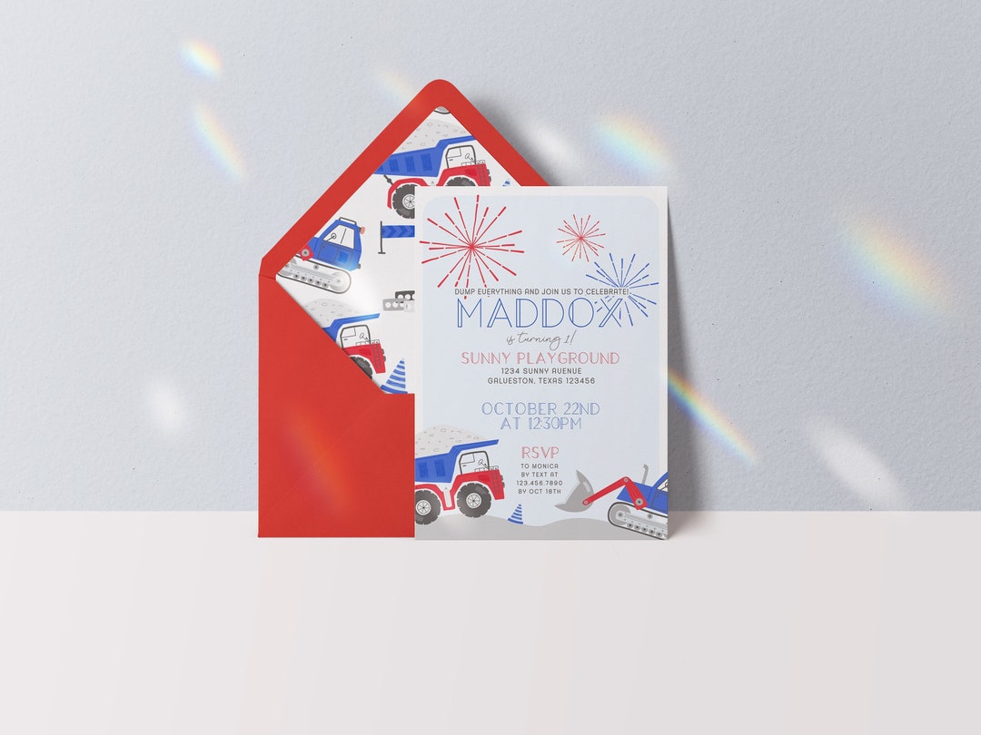 Editable July 4th Construction Invitation, Forth of July Construction ...