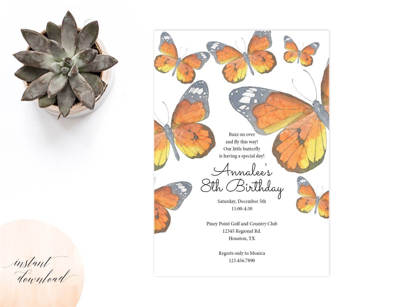 Monarch Butterfly Invitation Butterfly Invitation | Etsy