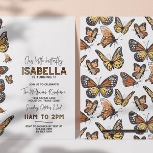 Editable Monarch Butterfly Party Invitation, Monarch Butterfly Birthday ...