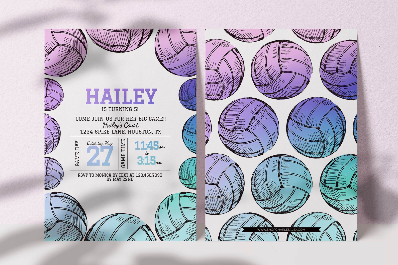 Editable Volleyball Invitation Girl Volleyball Birthday Invitation ...