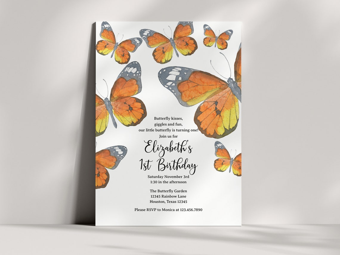 Monarch Butterfly Invitation Butterfly Invitation - Etsy