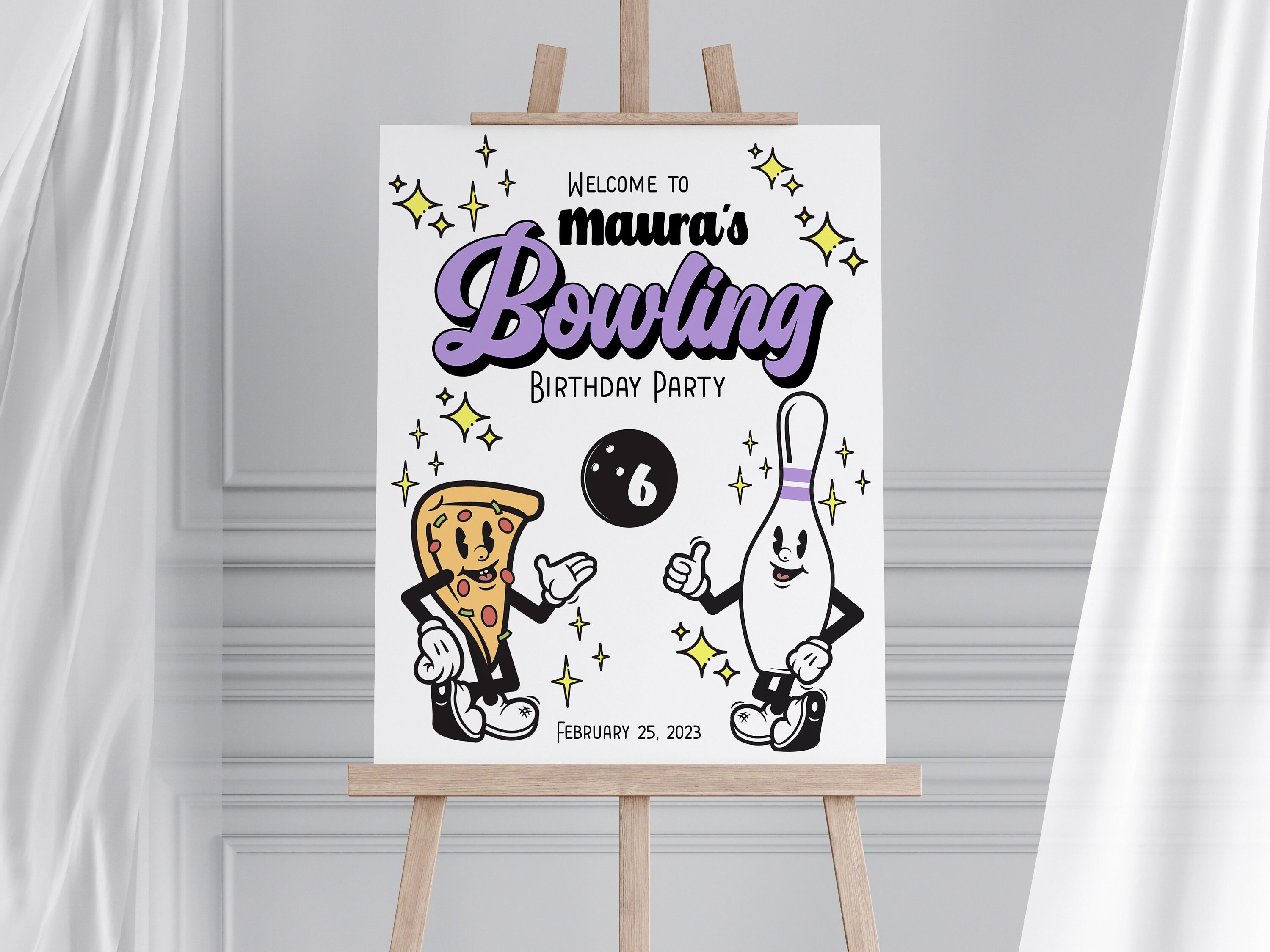 Editable Bowling Birthday Welcome Sign Editable Bowling Girl - Etsy