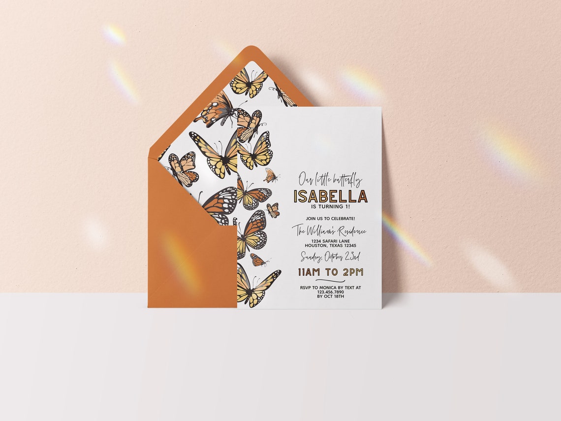 Editable Monarch Butterfly Party Invitation Monarch Butterfly - Etsy