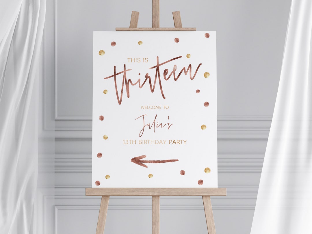 Editable 13th Birthday Welcome Sign, Editable Welcome Sign for Girl ...